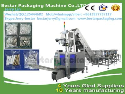 China screw fitting counting and packing machine, screw fitting pouch making machine with 7 vibration bowls for sale
