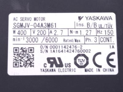 China SGMJV-04A3M61 Yaskawa 400w Power SGMJV Series motor controller for sale