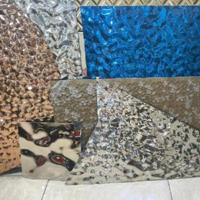 China Water Ripple Mirror Polished Stainless Steel Sheet 0.3 - 3.0mm Gold Sliver Color for sale