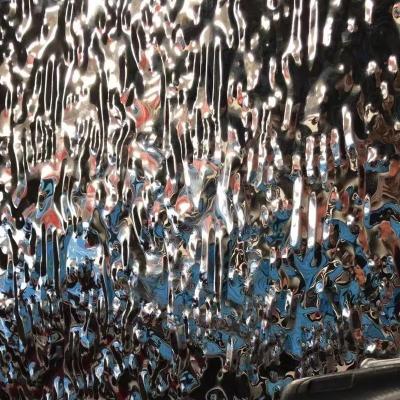 China Bright Mirror AISI304 Stainless Steel Sheet Water Ripple Pattern SS Sheet For Wall Pannel for sale