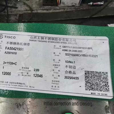 China 321 Stainless Steel Strip Cold Rolled 0.4-3.0mm 2B Surface for sale