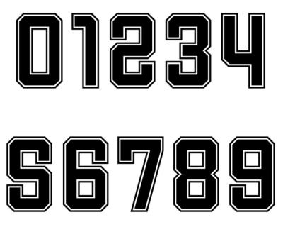 China Screen Printed Numbers And Letters 25cm Heat Press Numbers For Jerseys Classic Style for sale