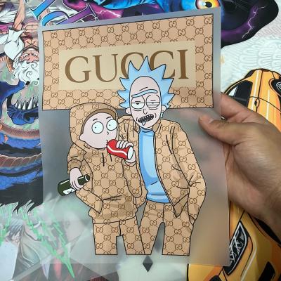 China Rick And Morty High Fashion Style Custom DTF Transfer, Ready To Press Heat Press Sticker For T Shirts, Premium Screen Print Label for sale