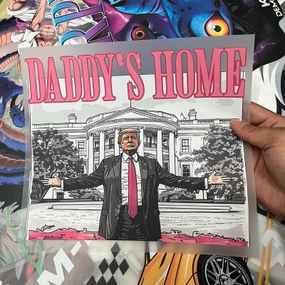 China Daddy's Home Trump Pink With White House Custom Logo T-shirt Sticker – Plastisol Dtf Ready To Press Heat Transfer Printing Decals, Garment Accessories for sale