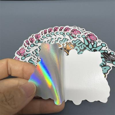 China Custom Hologram Die Cut Sticker Adhesive Label Vinyl PVC Waterproof Printing Custom Logo Holographic Stickers for Kids for sale