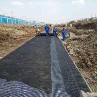 China 200-200KN/M Polyester Geogrid Woven Coated Warp Knitted Soft Soil Foundation for sale