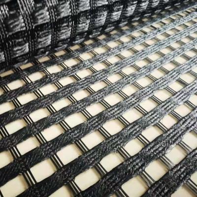 China Biaxial PES Woven Coated Polyester Geogrid For Railway Foundation Reinforcement for sale