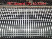 China Pet Uniaxial 100-30 Kn/m  Polyester Geogrid Coating PVC Slope Reinforcement Solutions  Road Construction for sale