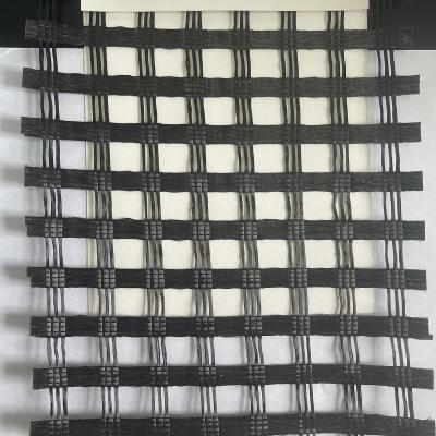China 100KN/M UX Reinforce Polyester Geogrid for One Direction Reinforced Gravel Layer Isolation for sale
