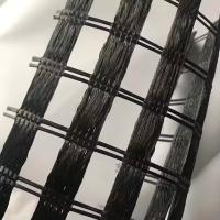 China SBR Coated 100-300KN/M Uniaxial Polyester Geogrids Stabilize Embankments Slope Retaining Wall for sale