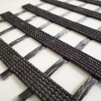China SBR Coated 100-300KN/M Uniaxial Polyester Geogrids Stabilize Embankments Slope Retaining Wall for sale
