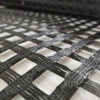 China Highly Efficient 150-150KN Polyester Geogrid Mesh For Embankment Retaining Walls Slopes for sale