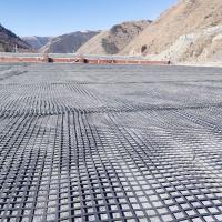 China Acid And Alkali Resistant Warp Knitted Polyester Geogrids For Landfill Side Slopes Reinforcement for sale