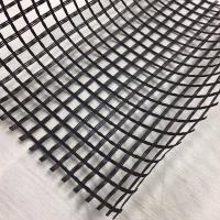 China 200-50 Kn/m SBR Coating  Polyester Geogrid   PET Uniaxial Geogrid Reinforced Soil  Retaining Wall  Expressway for sale