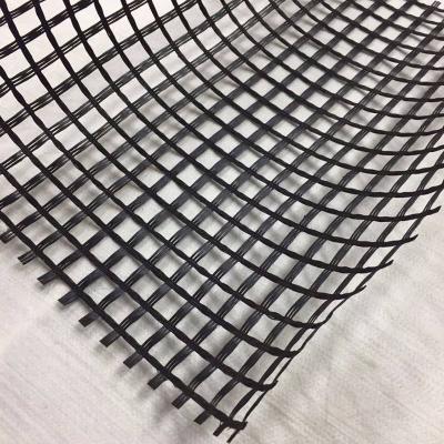 China 200-50 Kn/m SBR Coating  Polyester Geogrid   PET Uniaxial Geogrid Reinforced Soil  Retaining Wall  Expressway for sale