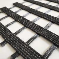 China Low Creep Long Life 200-30 KN/M Uniaxial Polyester Geogrid  Reinforce  Slope Stabilization Soft Ground for sale