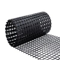 China Ultra High Strength 200-30 KN/M Uniaxial Polyester Geogrid One Direction Reinforce Embankment for sale