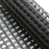 China Long Term Design Strength ASTM D6637  Polyester Geogrid 200-50KN/M Reinforce Road Embankments Retaining Wall for sale