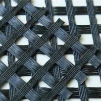 China Long Term Design Strength ASTM D6637  Polyester Geogrid 200-50KN/M Reinforce Road Embankments Retaining Wall for sale