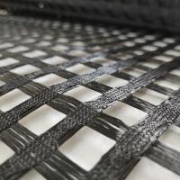 China Carboxyl End Group Woven Coated Low Creep Knitted BX PET Polyester Geogrid Reinforce RoadBed Soft Soil Layer for sale