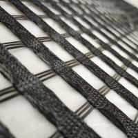 China Aperture Size 50.8mm Woven Coated SBR/PVC Knitted BX PET Polyester Geogrid Soil Stabilty Foundation Reinforce for sale
