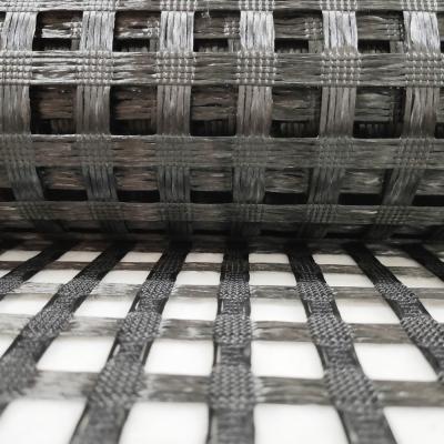 China Normal Elongation 10%  Coated SBR Knitted BX PET Polyester Geogrid Road and Highway Base Reinforcement for sale