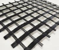 China Asphalt Reinforcement Bitumen Coated Fiberglass Biaxial Geogrid Landfill And Embankment Support for sale