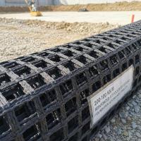 China 200-100 Kn/M Reinforced PET Polyester Geogrid For Foundation And Subgrade Stability for sale