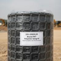 China 200-200KN/M Biaxial PET Polyester Geogrid  Road Foundation Soil Reinforcement for sale