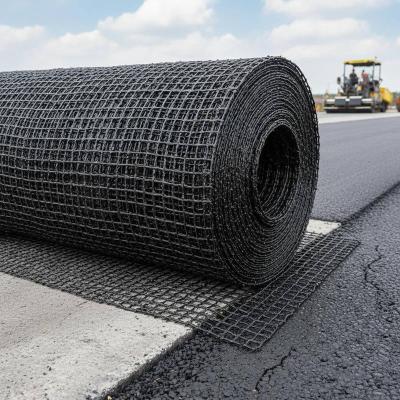 China Asphalt Paving Reinforcement  Fiberglass Geogrid Bitumen Coated Prevent Cracking for sale