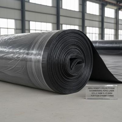 China High Density Polyethylene Geomembrane Pond Liner 0.5-2.5mm For Fish Shrimp Farms for sale