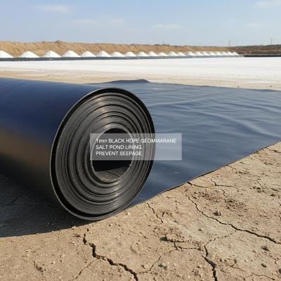 China 1mm Black HDPE Geomembrane For Salt Pond Linging Covering Prevent Seepage for sale