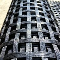 China 400-100 KN/M PVC Coated Uniaxial Polyester Geogrid Reinforce Embankment Slope Retaining Wall For Expressway for sale
