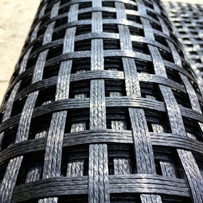 China 400-100 KN/M PVC Coated Uniaxial Polyester Geogrid Reinforce Embankment Slope Retaining Wall For Expressway for sale