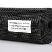 China Long Term Design Strength 200-100 KN/M PVC Coated Uniaxial Polyester Geogrid Reinforcement Embankment for sale