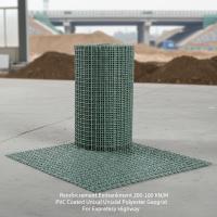China Reinforcement Embankment 200-100 KN/M PVC Coated Uniaxial Polyester Geogrid For Expressway Highway for sale