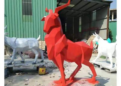 China Life Size Fiberglass Deer Sculpture for Garden Decoration - Red Plated Finish, 35 Day Delivery, MOQ 6 Sets for sale