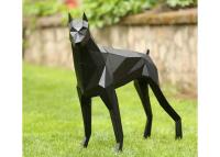China Fiberglass Doberman Statue 100cm Height Outdoor Garden Decoration Black Painted Sculpture for sale