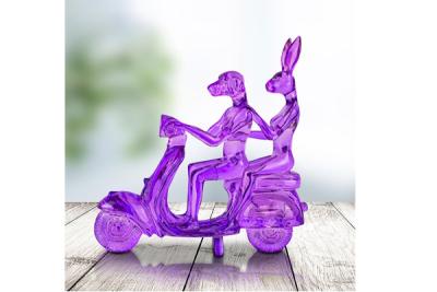 China Contemporary Transparent Resin Rabbit Dog Sculpture 100cm Outdoor Garden Art with Customization Options for sale