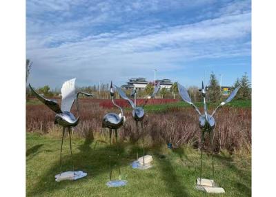 China Life Size Mirror Polished Stainless Steel Flamingo Sculpture Customizable Outdoor Decor for sale