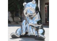 China Mirror Polished Stainless Steel Panda Sculpture 150cm Height for Plaza Decoration for sale