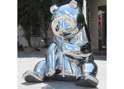 China Mirror Polished Stainless Steel Panda Sculpture 150cm Height for Plaza Decoration for sale