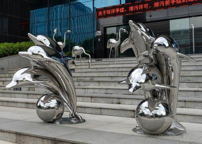 China Mirror Polished Stainless Steel Dolphin Sculpture Custom Size Outdoor Public Art for sale