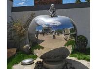 China Stainless Steel Apple Fruit Sculpture 150cm H Polished Finish Garden Art for sale