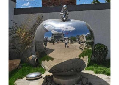 China Stainless Steel Apple Fruit Sculpture 150cm H Polished Finish Garden Art for sale