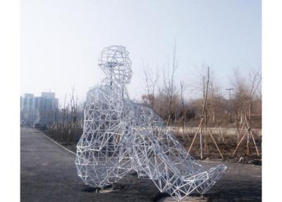 China Stainless Steel Human Figure Sculpture White Painted Outdoor Garden Art Custom Size for sale