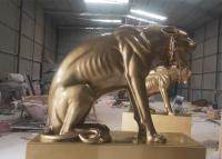 China Life Size Painted Fiberglass Big Cat Sculpture Outdoor Public Decoration for sale