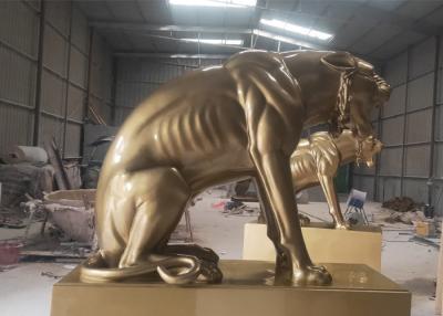 China Life Size Painted Fiberglass Big Cat Sculpture Outdoor Public Decoration for sale