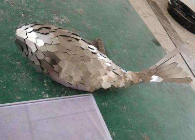 China Large Stainless Steel Whale Sculpture Modern Outdoor Metal Animal Statue Custom Size for sale