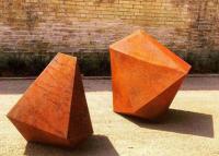 China Corten Steel Geometry Sculpture 60cm Height Rusty Finish Metal Garden Decoration for sale